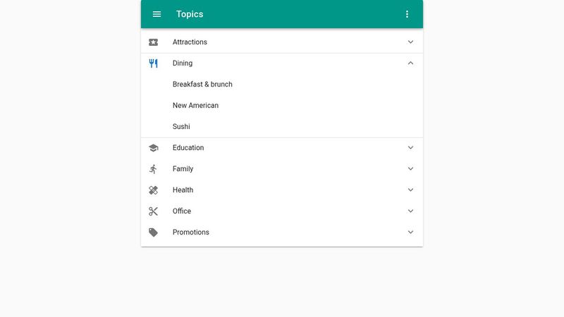 vuetify list expansion lists