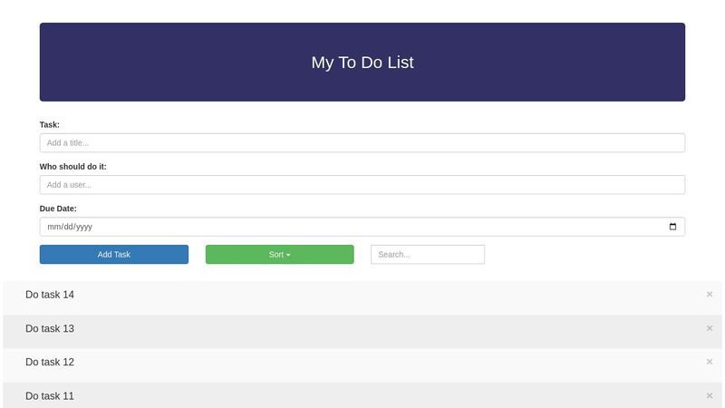 To Do List using JavaScript