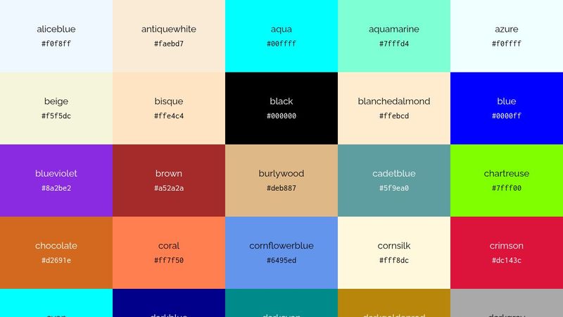 All Named CSS Colors