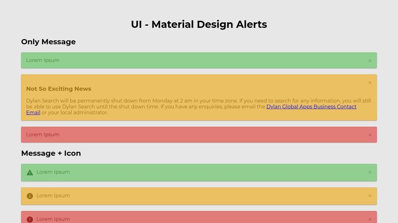 UI -Material Design alerts