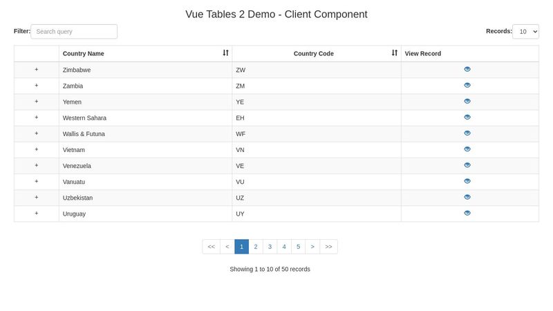 Vue Tables 2 Demo - Client Component