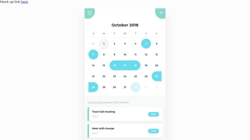 CodePen - Calendar mobile app UI