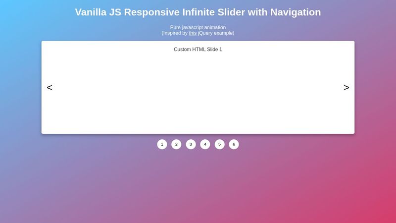 Vanilla JS Infinite Responsive Slider with Navigation