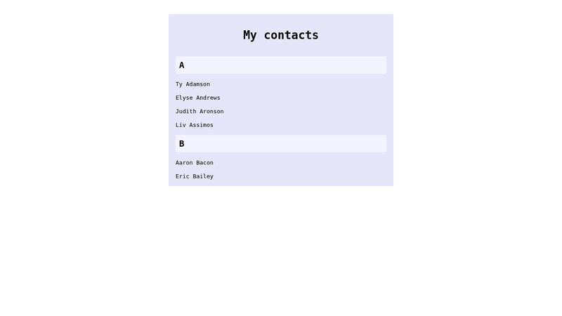 Contacts list with position sticky