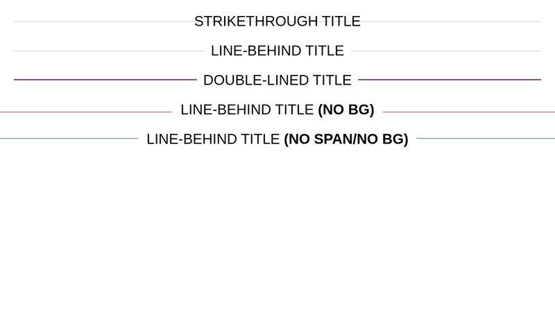 CSS line behind title text