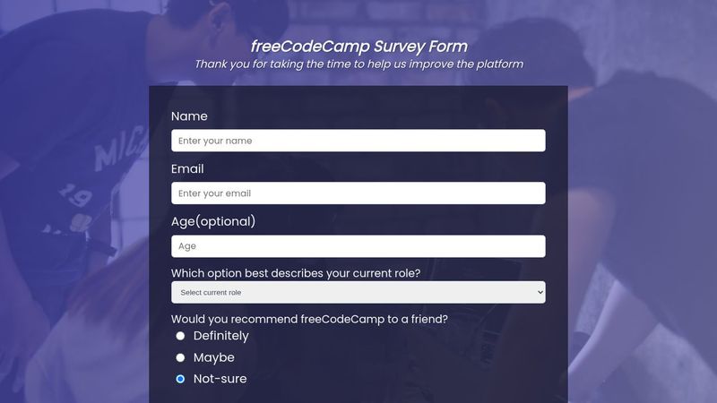 Free code camp: survey form