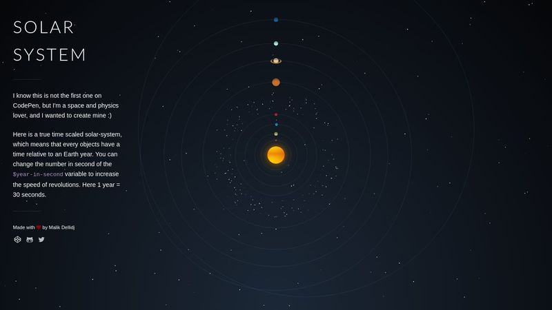 Codepen Solar System Animation Pure Css