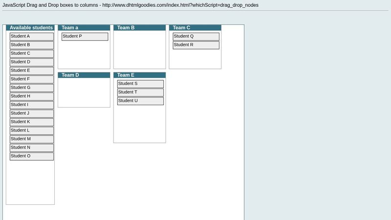 JavaScript Drag and Drop boxes to columns