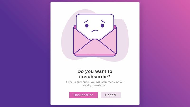 CodePen Home Animated Unsubscribe Page