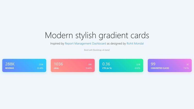 Modern stylish gradient cards