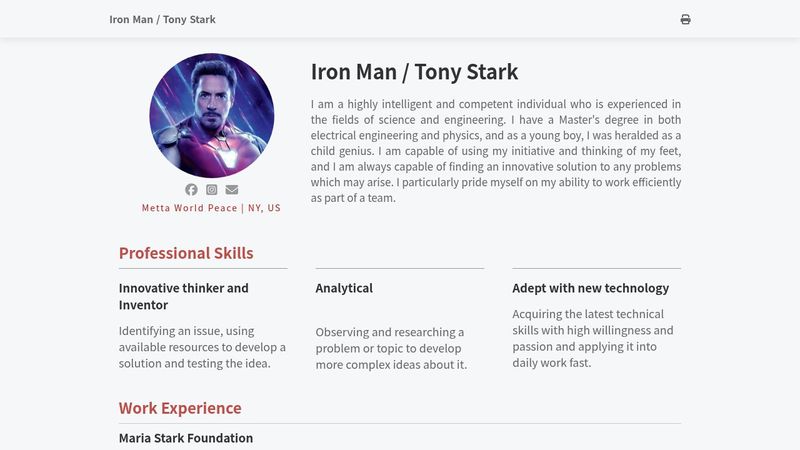 Resume-Iron man