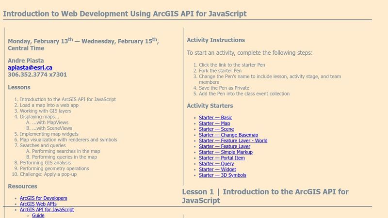 ArcGIS API for JS Index - Cory
