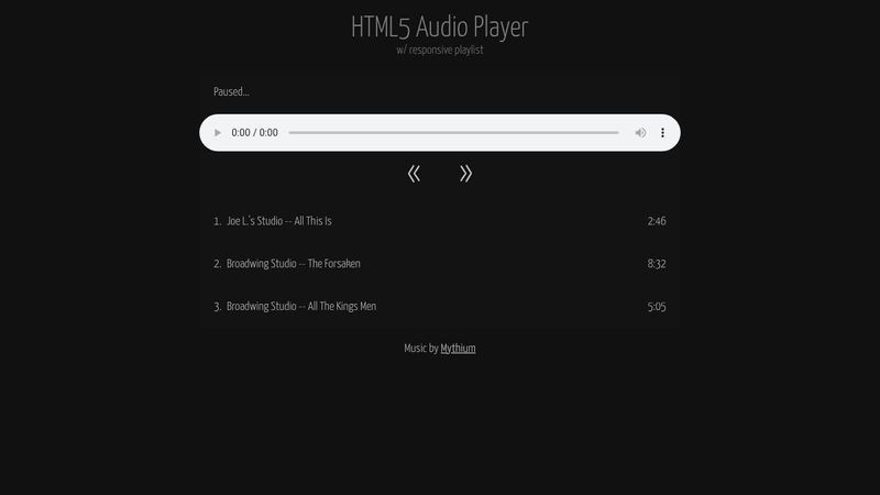 HTML5 Audio Player w/ responsive playlist