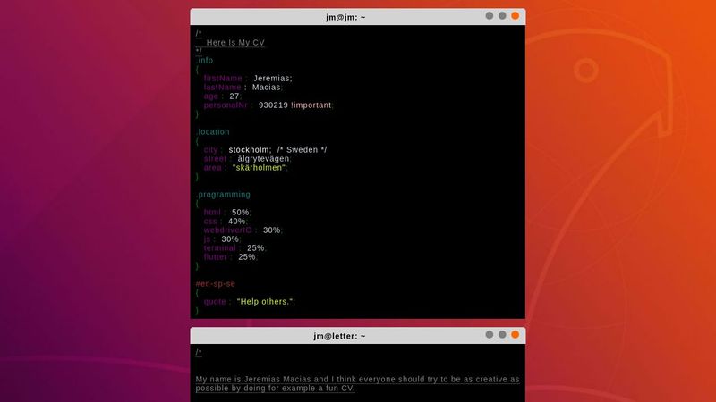 ubuntu style CV
