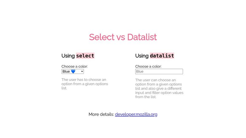 Difference between Select and Datalist