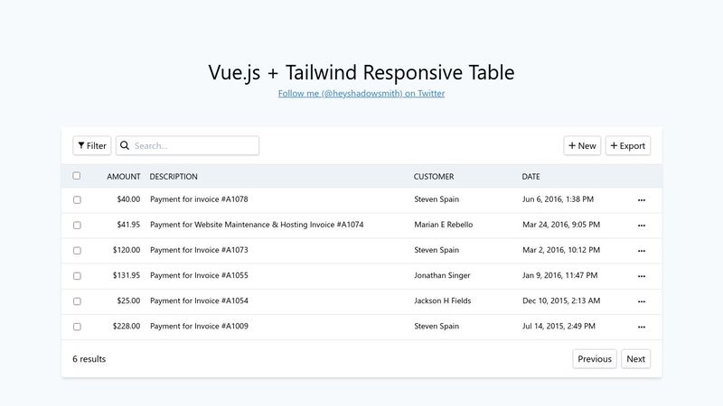 Vue js Tailwind Responsive Table vue-js-tailwind-responsive-table