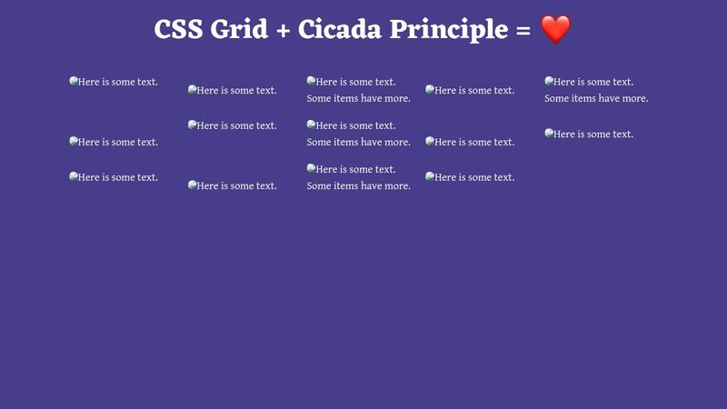 Uneven grid layout with the Cicada Principle