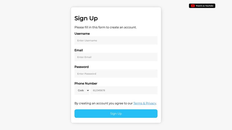 Registration Form Using Html And Css