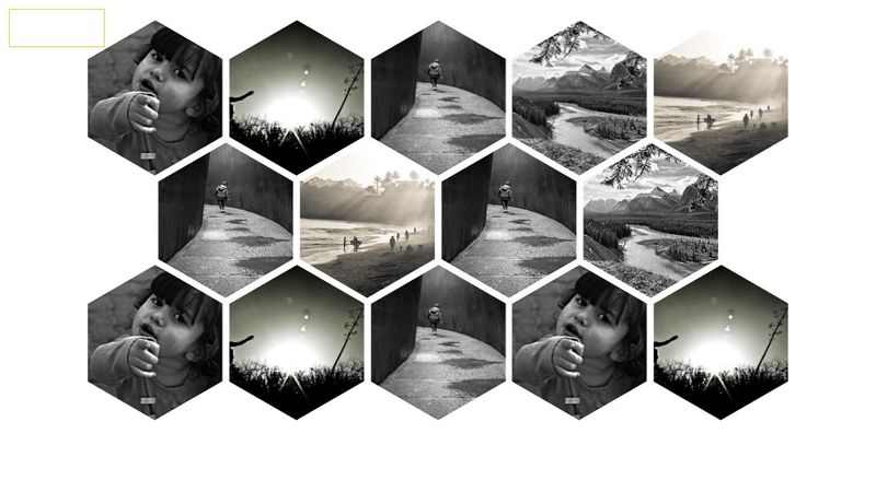 Responsive Hexagon Grid CSS - tropical beach sunset theme