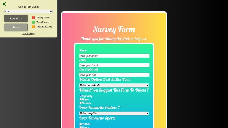 FreeCodeCamp - Custom Survey Form