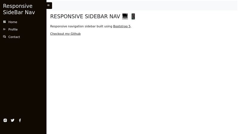 Bootstrap 5 Side Navigation Bar