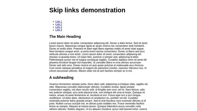 Skip to content & skip to nav links