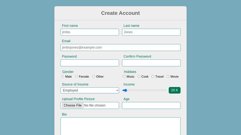 Responsive Account Form Without Media Queries