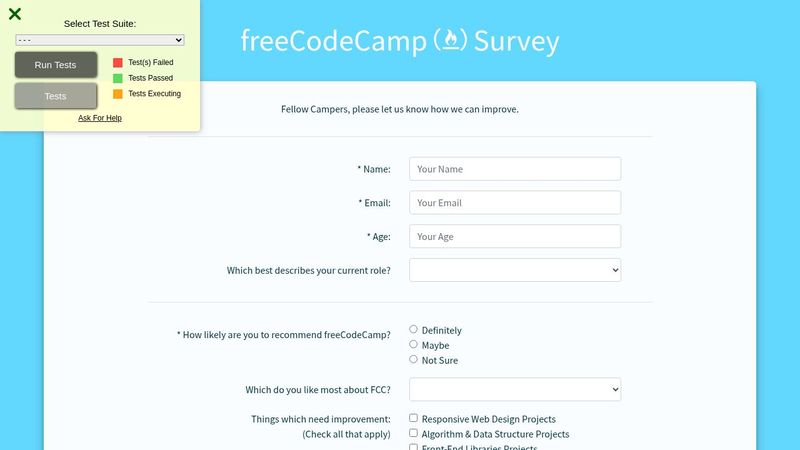 Free Code Camp - Survey Form Project