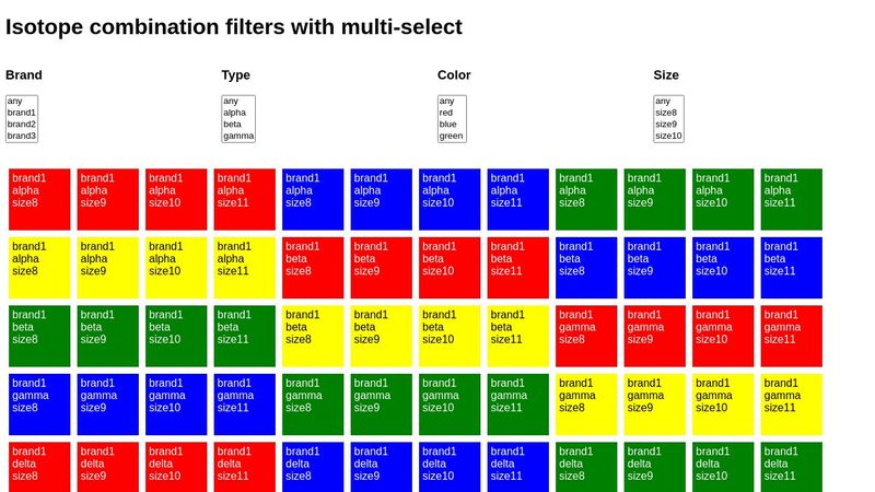 Isotope combination filters with multiselect