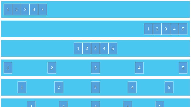 Flexbox Examples 4 Justify content Flexbox Examples 4 Justify content