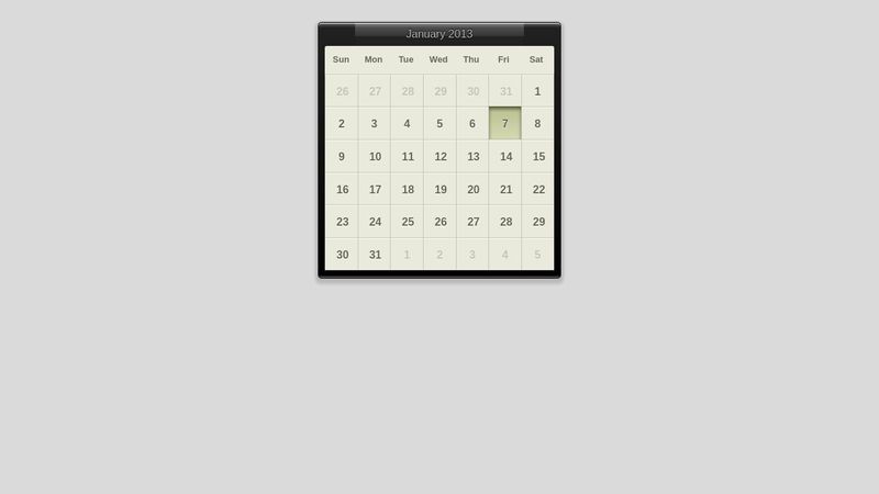 CodePen - Calendar inspired by dribbble