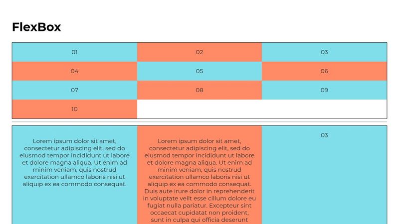 Flex-box 03a : Basic rows and columns (with extra text in columns)