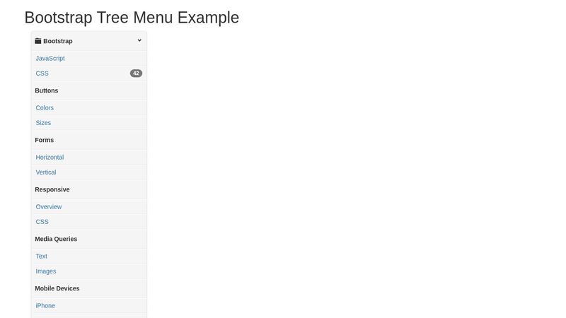 Bootstrap Tree Menu Example