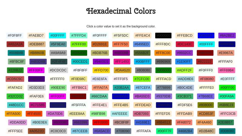 Hexadecimal Colors