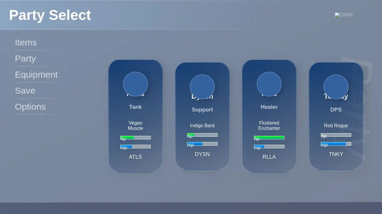 Party Select UI (Desktop) -react