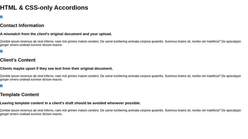 HTML & CSS-only Accordions