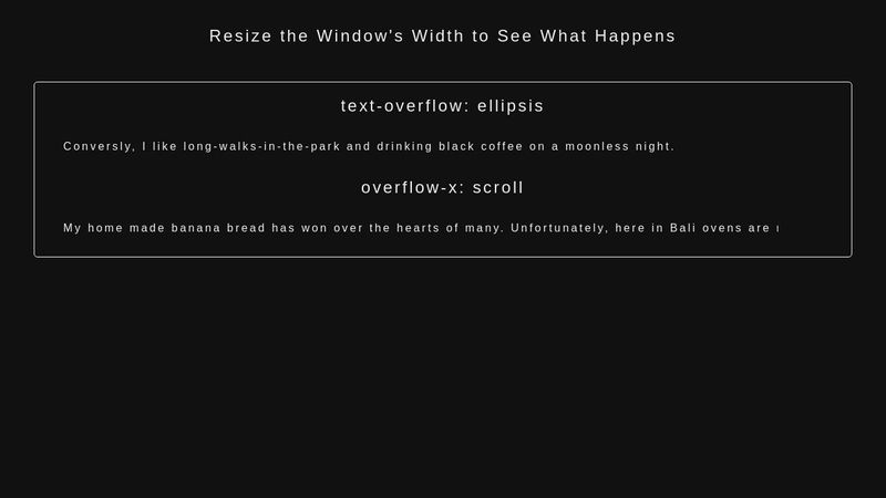 CSS Text Overflow Ellipsis and Horizontal Scroll Example