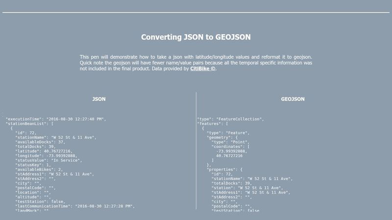 Convert JSON to GEOJSON Using Javascript