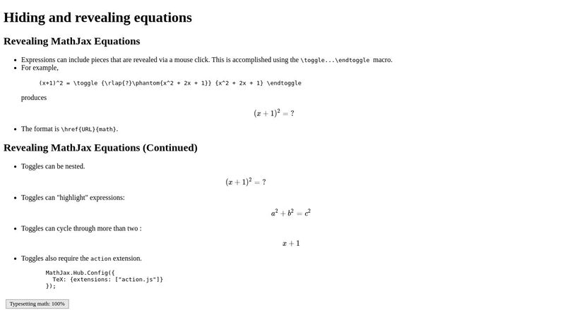 Mathjax Examples Hiding And Revealing Equations