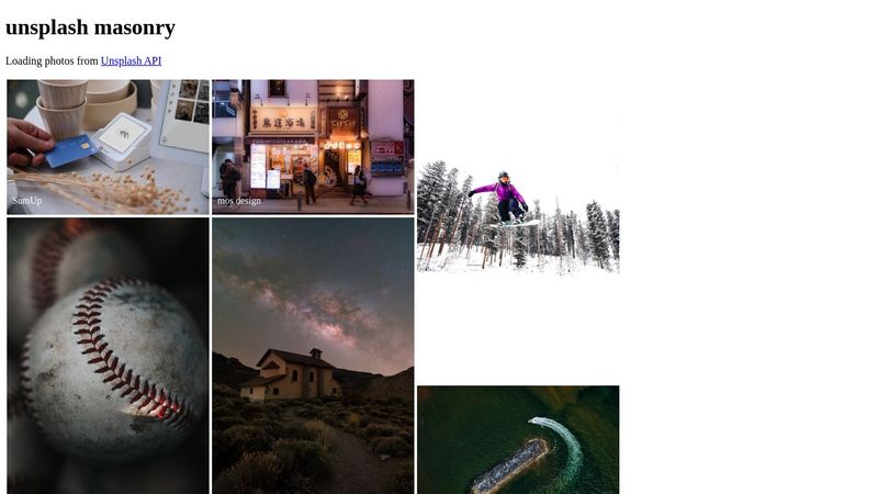 Infinite scroll masonry layout using unsplash