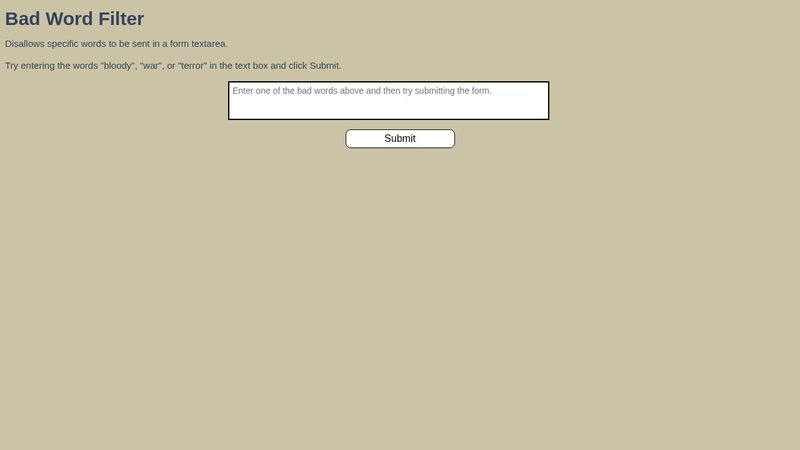 Bad Word Filter Bad Word Filter
