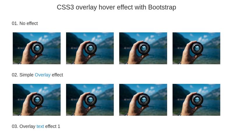 CSS3 image overlay hover effect with Bootstrap