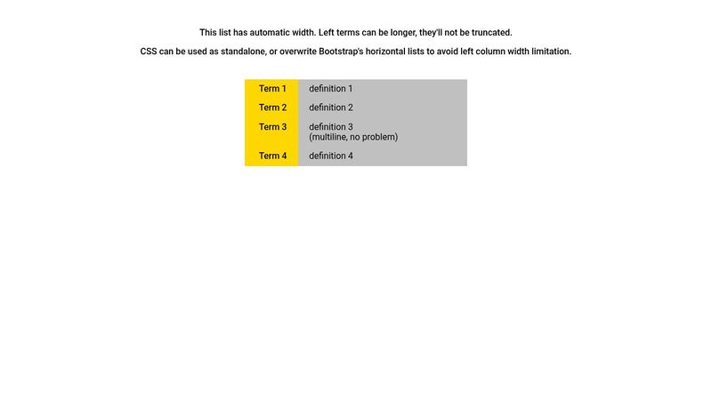 Bootstrap Horizontal Definition List Automatic Width bootstrap-horizontal-definition-list-automatic-width