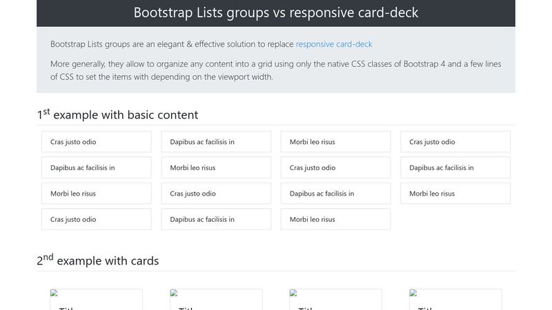 Bootstrap Lists groups vs responsive card-deck