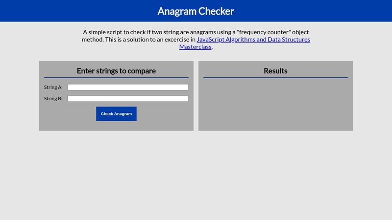 Anagram Checker using Frequency Counter