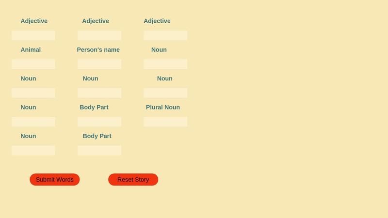 Mad libs jQuery Practice