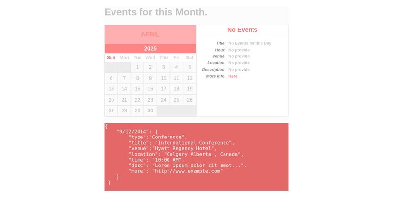 Simple Calendar with json events
