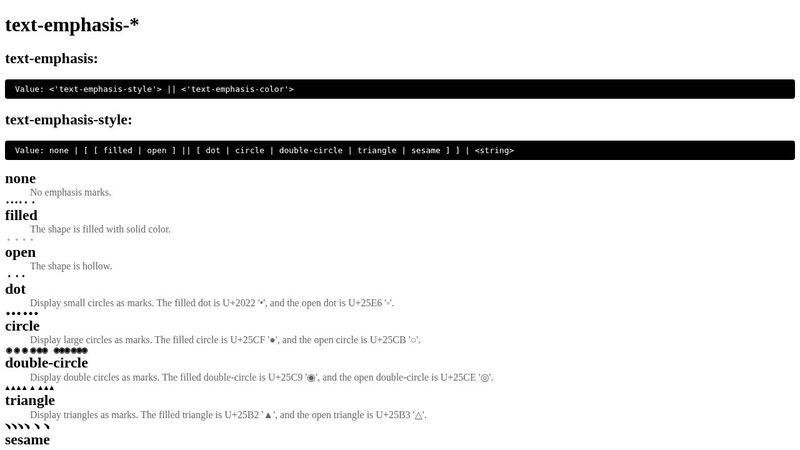 CSS text-emphasis-*: