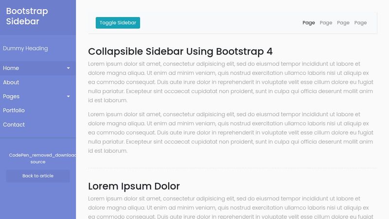 Collapsible Sidebar Using Bootstrap 4