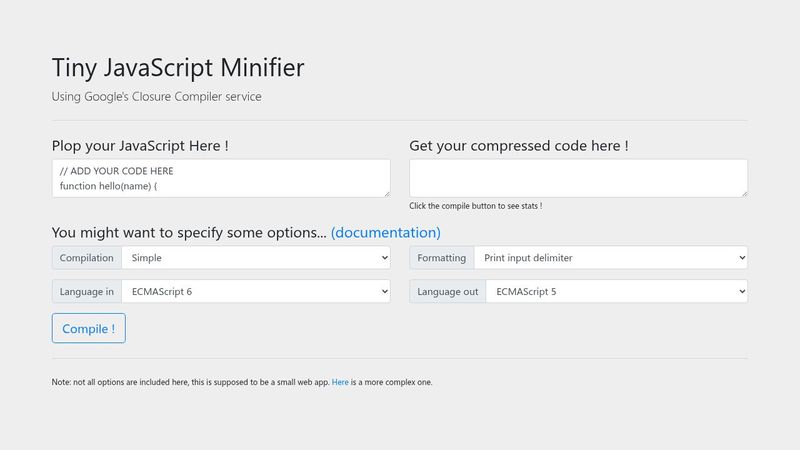 Tiny JavaScript Minifier